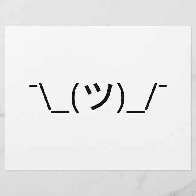 Shrug Emoticon ¯\_(ツ)_/¯ Japanese Kaomoji Flyer | Zazzle