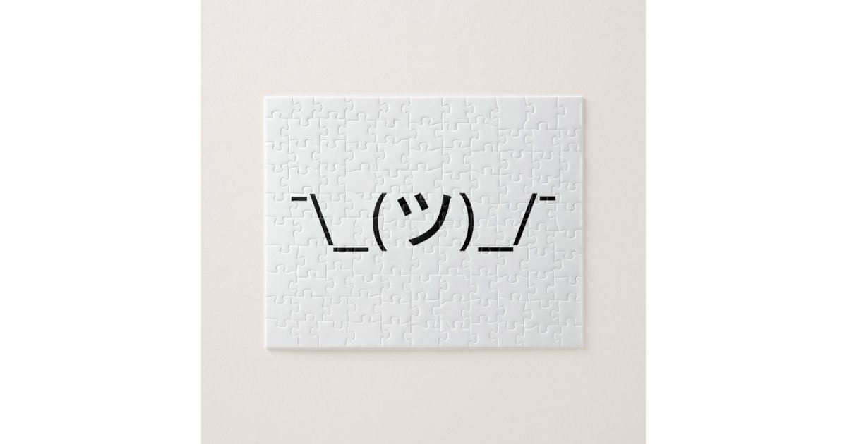 Shrug Emoticon ¯\_(ツ)_/¯ Japanese Kaomoji Jigsaw Puzzle | Zazzle