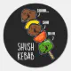 Shush Kebab Funny Food Pun Dark BG Classic Round Sticker | Zazzle