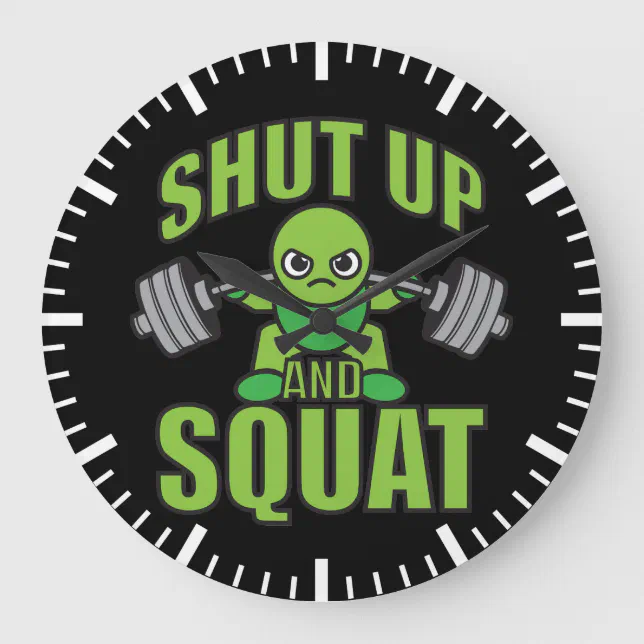 Shut Up And Squat Kawaii Anime Powerlifter Cartoon Large Clock | Zazzle