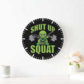 Shut Up And Squat Kawaii Anime Powerlifter Cartoon Large Clock | Zazzle