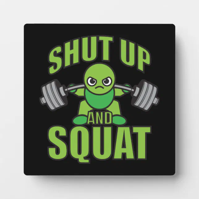 Shut Up And Squat Kawaii Anime Powerlifter Cartoon Plaque | Zazzle