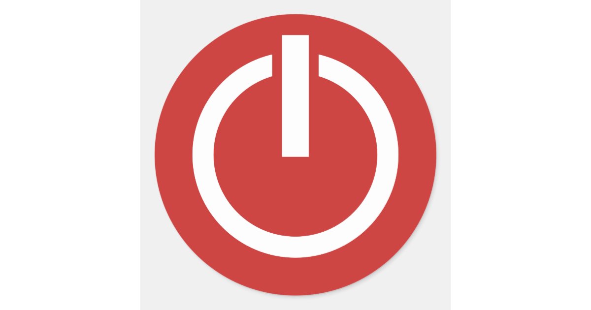 Shutdown logo icon round power button stickers | Zazzle