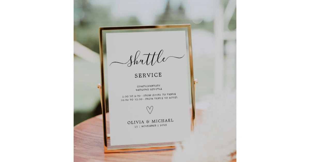 Shuttle Service Sign Wedding Transportation Sign Invitation | Zazzle
