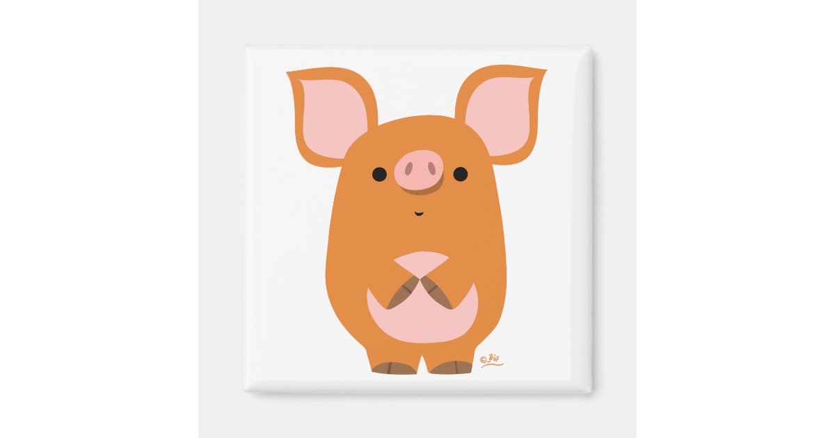 Shy Cartoon Pig custom magnet | Zazzle
