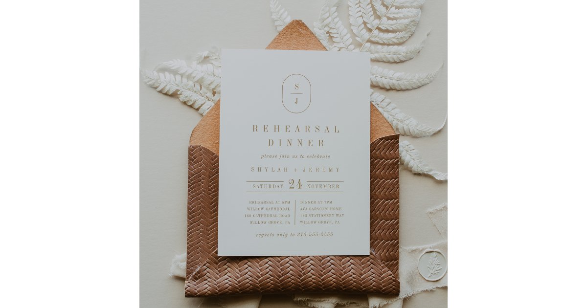 SHYLAH Geometric Traditional Gold Rehearsal Dinner Invitation | Zazzle