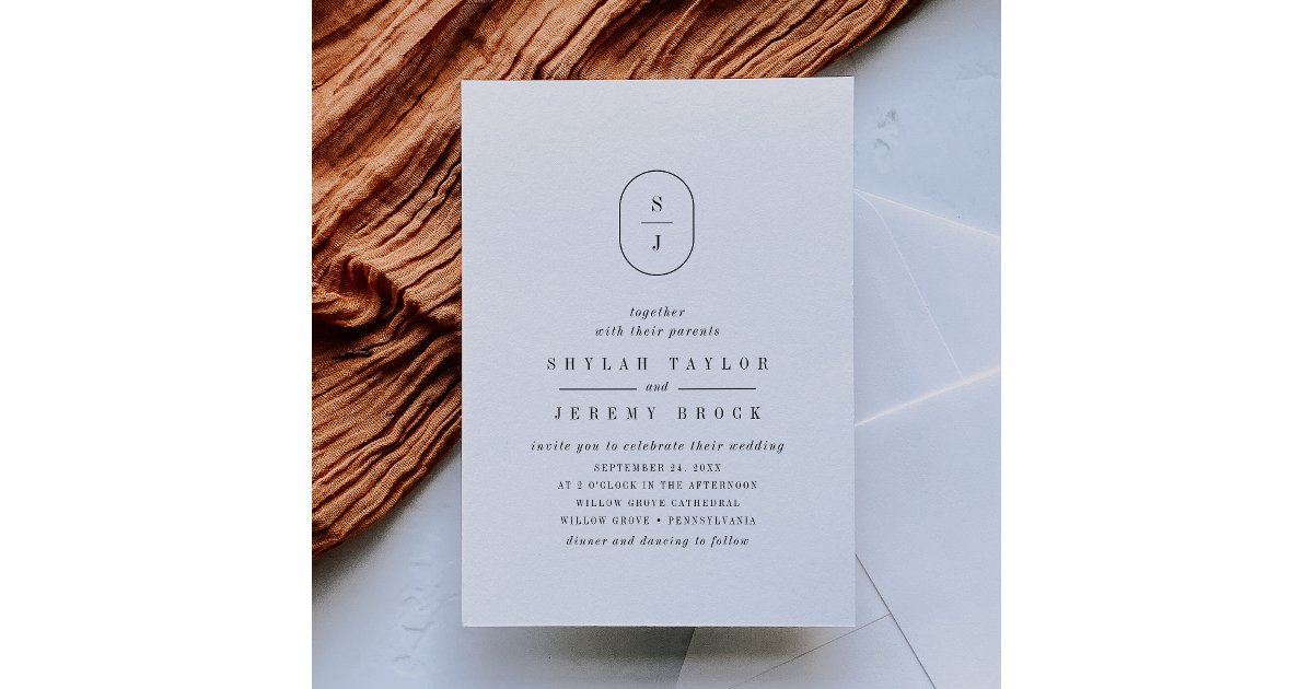 SHYLAH Modern Minimalist Unique Chic Boho Wedding Invitation | Zazzle