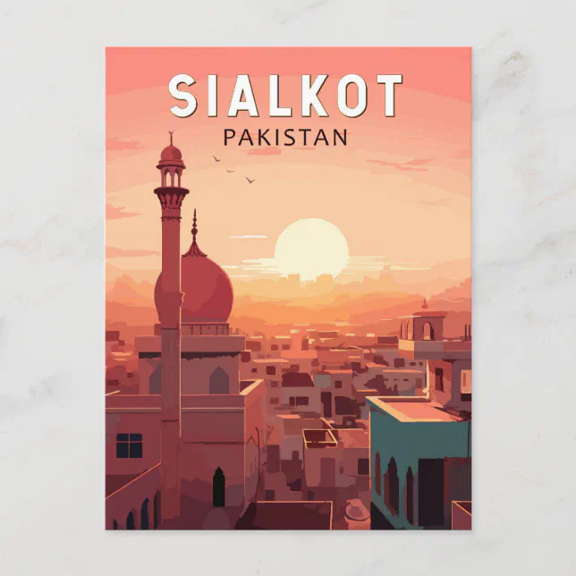 Sialkot Pakistan Travel Art Vintage Postcard | Zazzle