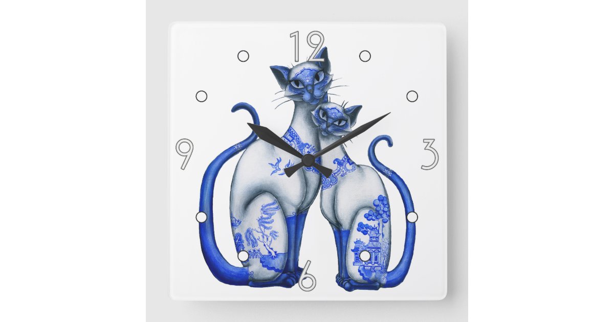 Siamese Blue Willow Wall Clock | Zazzle