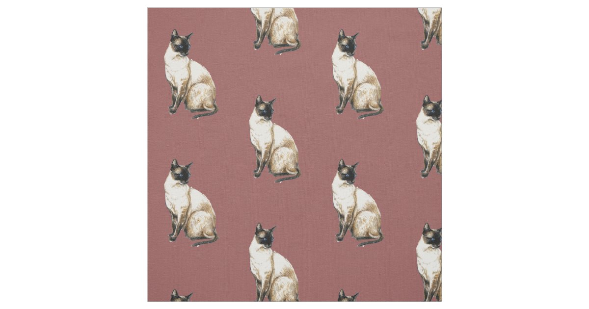 Siamese Cat Art Fabric | Zazzle