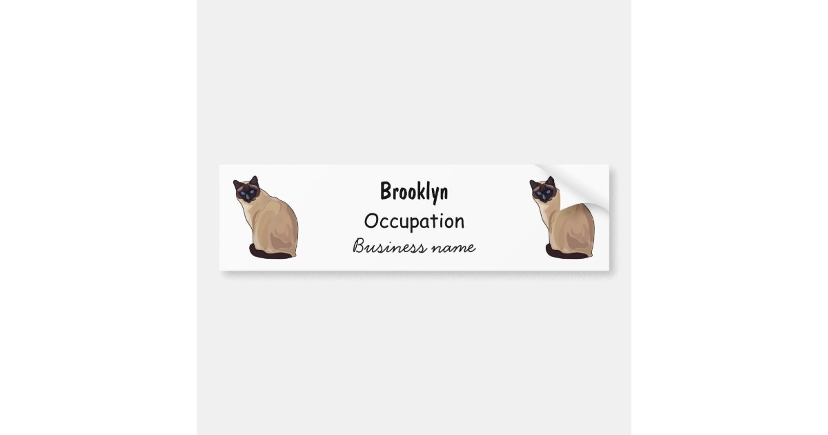 Siamese cat cartoon illustration bumper sticker | Zazzle