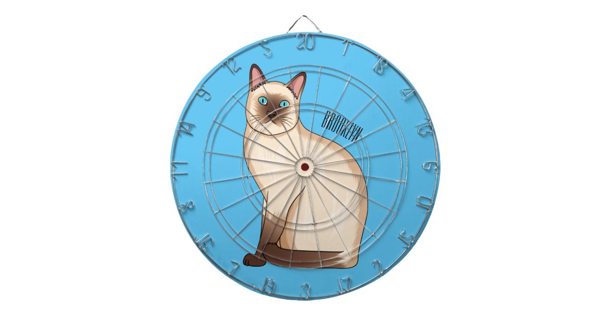 Siamese cat cartoon illustration dart board | Zazzle
