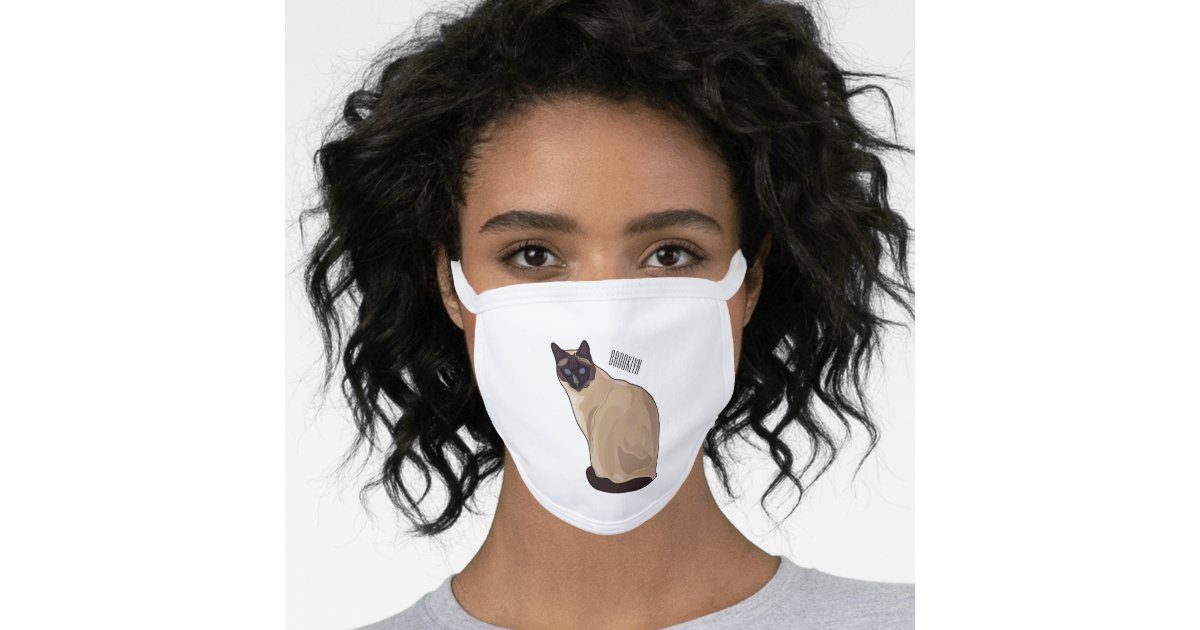 Siamese cat cartoon illustration face mask | Zazzle