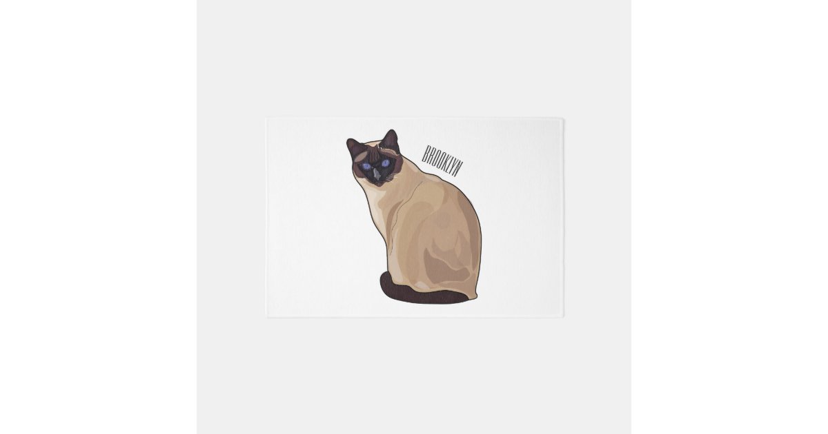 Siamese cat cartoon illustration rug | Zazzle