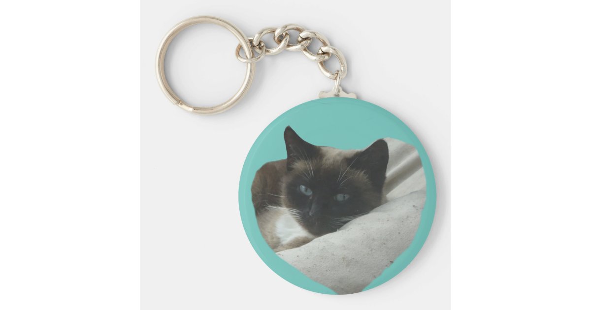 Siamese Cat Close Up Cust. BG Color Keychain | Zazzle.com