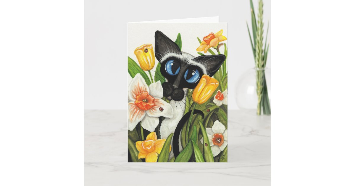 Siamese Cat Easter Spring Card | Zazzle