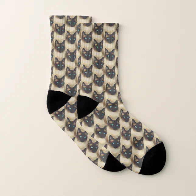 Siamese Cat Faces Socks | Zazzle