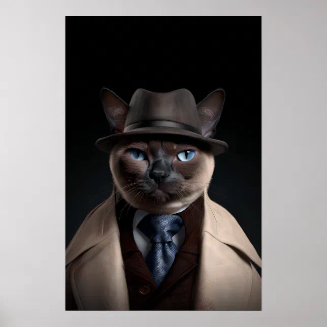 Siamese Cat in a Suit | My Mobster Cat | Funny Cat Poster | Zazzle