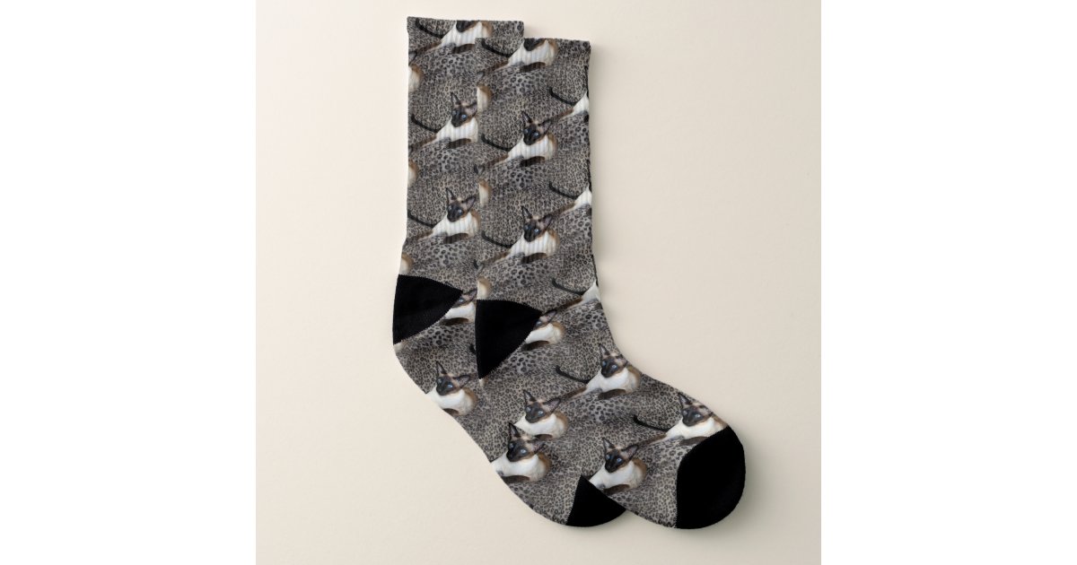 Siamese Cat on Leopard Print Wild Animal Spots Socks | Zazzle.com