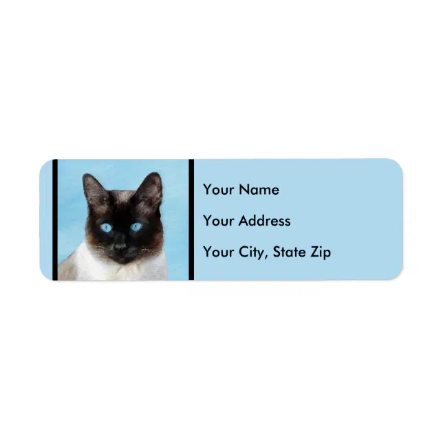Siamese Cat Painting - Cute Original Cat Art Label | Zazzle