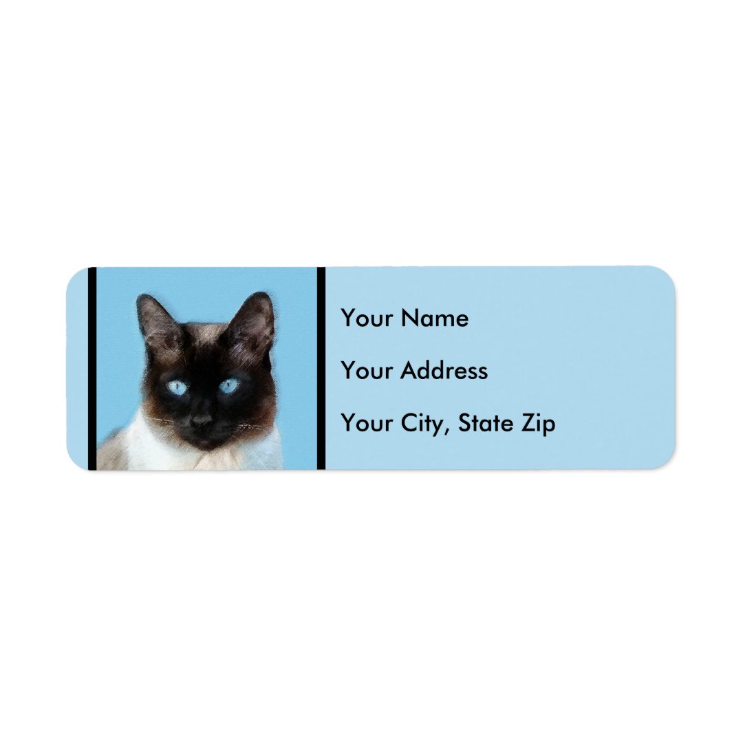 Siamese Cat Painting - Cute Original Cat Art Label | Zazzle