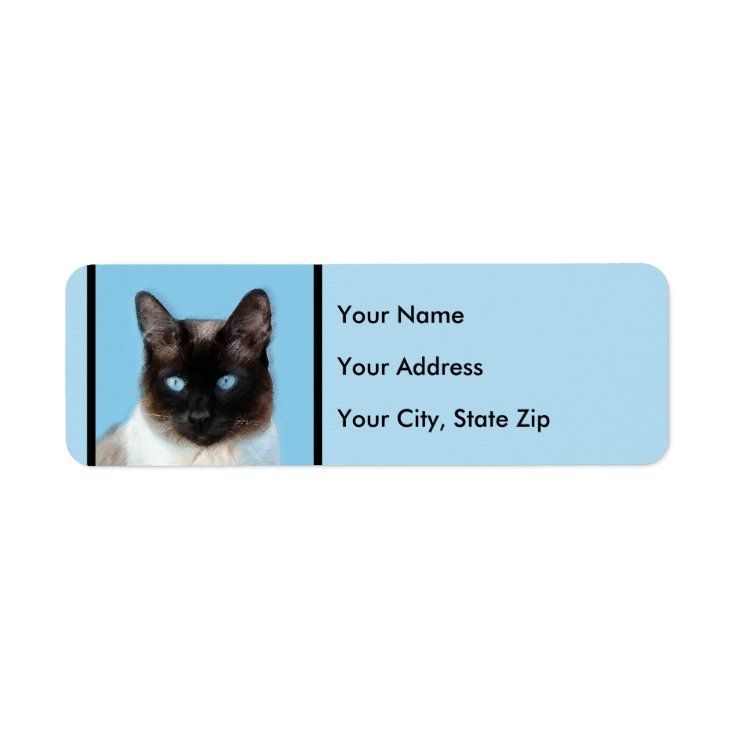 Siamese Cat Painting - Cute Original Cat Art Label | Zazzle