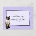 Siamese Cat Pet Loss From Veterinarian Postcard | Zazzle