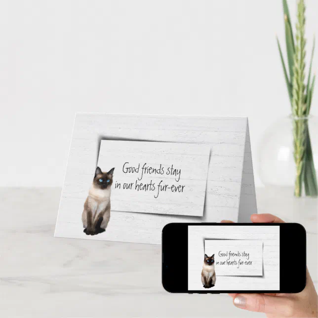 Siamese Cat Pet Loss Sympathy Card | Zazzle