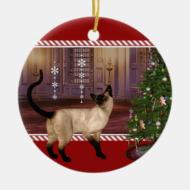 Siamese Cat - Round Christmas Ornament | Zazzle