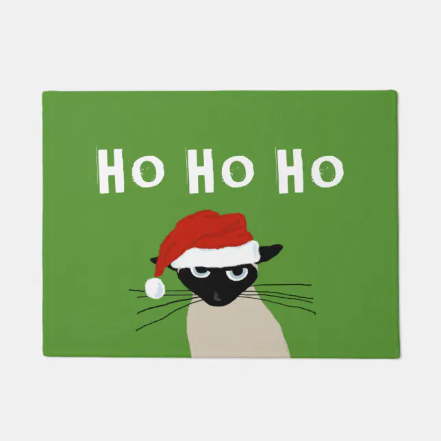 Siamese Santa Clause | Funny Cat Christmas Holiday Doormat | Zazzle