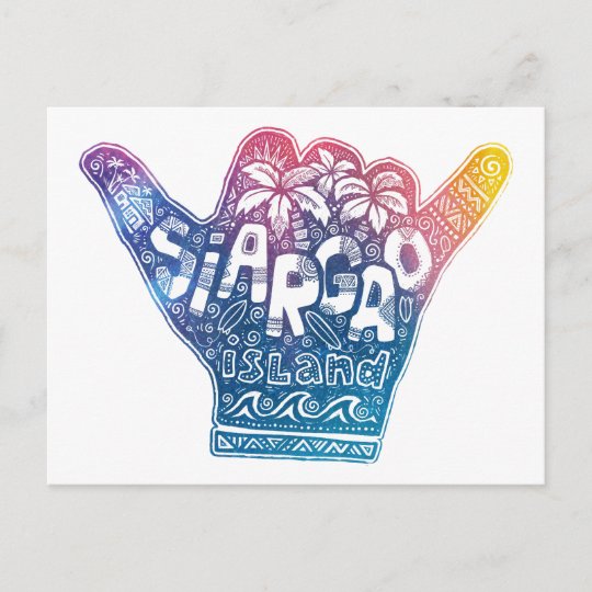 Siargao island surfing shaka hand postcard | Zazzle.com