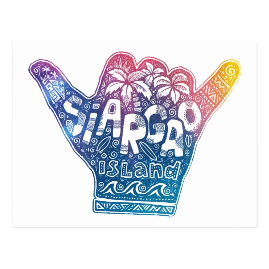 Siargao island surfing shaka hand postcard | Zazzle.com
