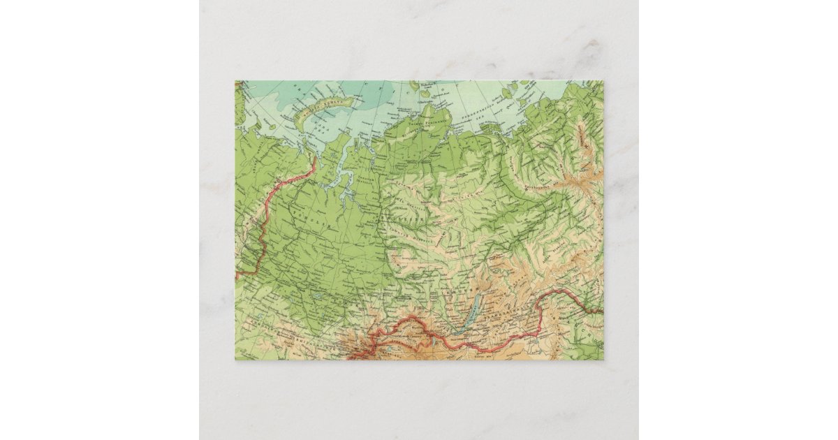 Siberia map with shipping routes postcard | Zazzle