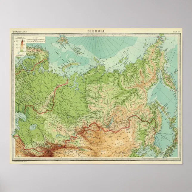 Siberia map with shipping routes poster | Zazzle