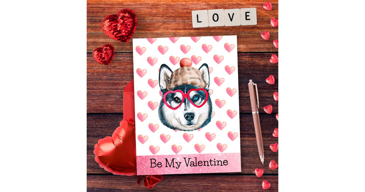Siberian Husky Be My Valentine Dog Valentine's Holiday Postcard | Zazzle