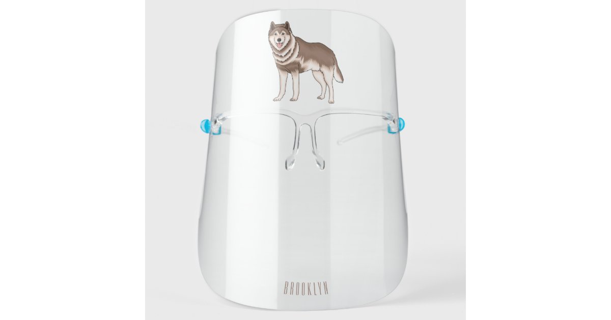 Siberian husky cartoon illustration face shield | Zazzle
