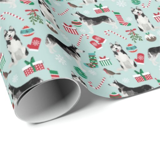 Siberian Husky Christmas wrapping paper | Zazzle