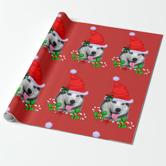 Siberian Husky Christmas Wrapping Paper | Zazzle