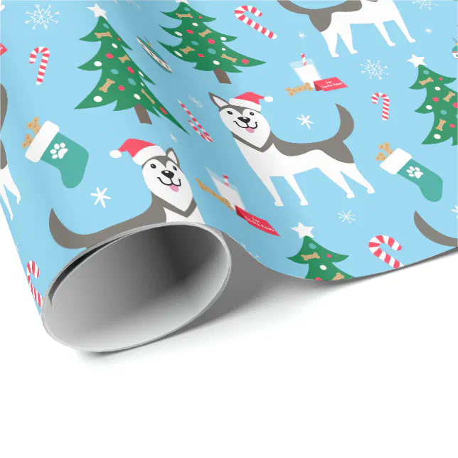 Siberian Husky Christmas Wrapping Paper | Zazzle