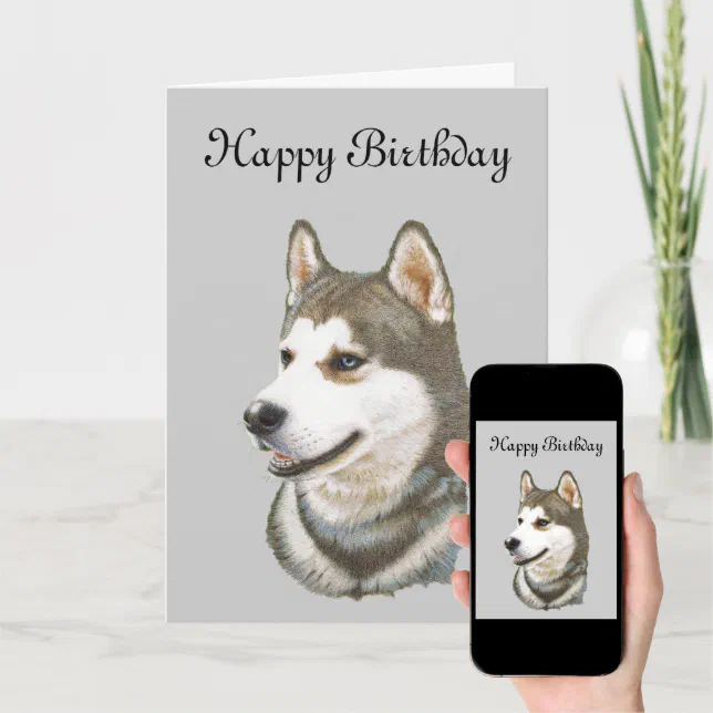Siberian Husky Dog Art Card | Zazzle