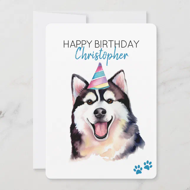 Siberian Husky Dog Personalized Happy Birthday Card | Zazzle