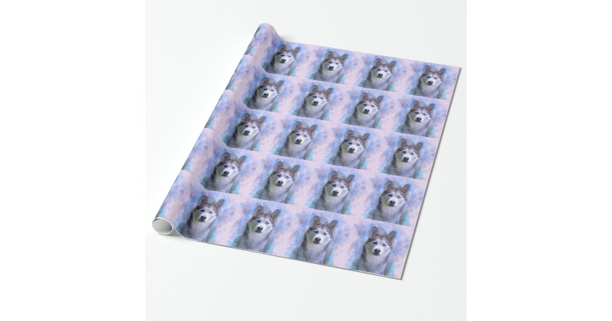Siberian Husky Dog Water Color Art Painting Wrapping Paper | Zazzle