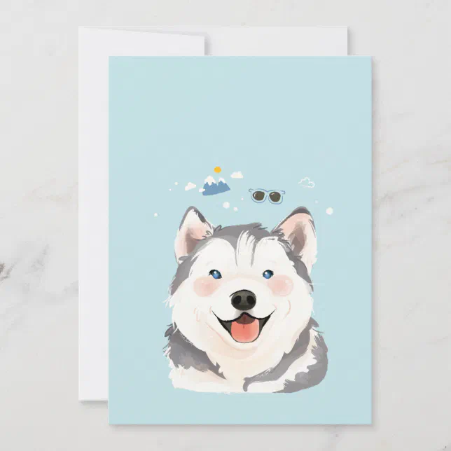 Siberian Husky Pet Dog Illustration Portrait Thank You Card | Zazzle