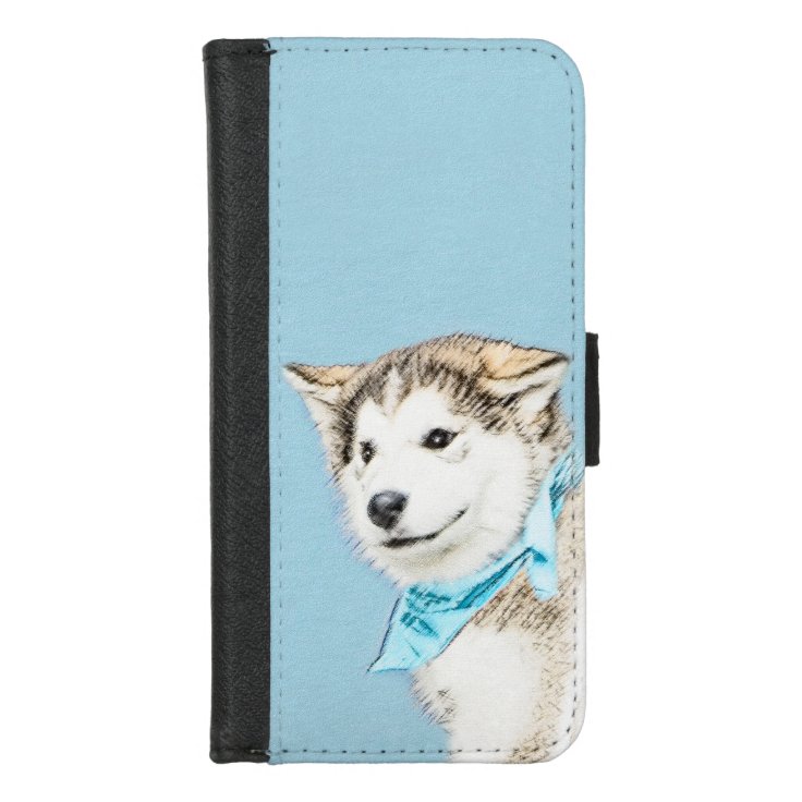 Siberian Husky Puppy Painting - Original Dog Art iPhone Wallet Case ...