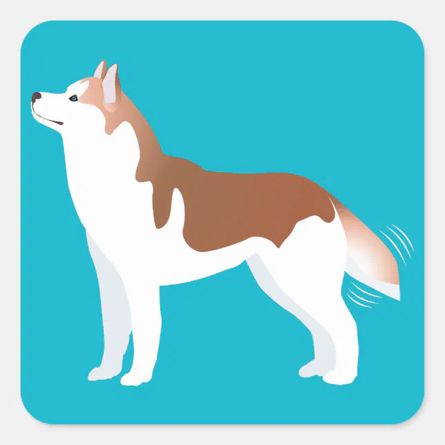 Siberian Husky - Red - Breed Template Design Square Sticker | Zazzle
