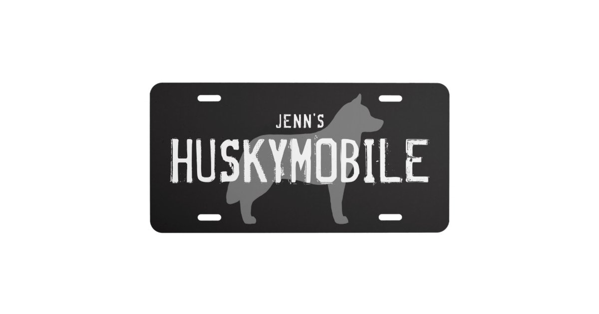 Siberian Husky Silhouette HUSKYMOBILE Custom License Plate | Zazzle