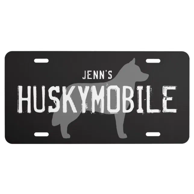 Siberian Husky Silhouette HUSKYMOBILE Custom License Plate | Zazzle
