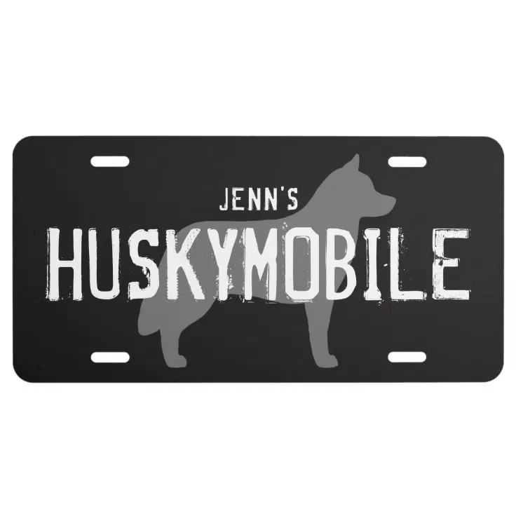 Siberian Husky Silhouette HUSKYMOBILE Custom License Plate | Zazzle