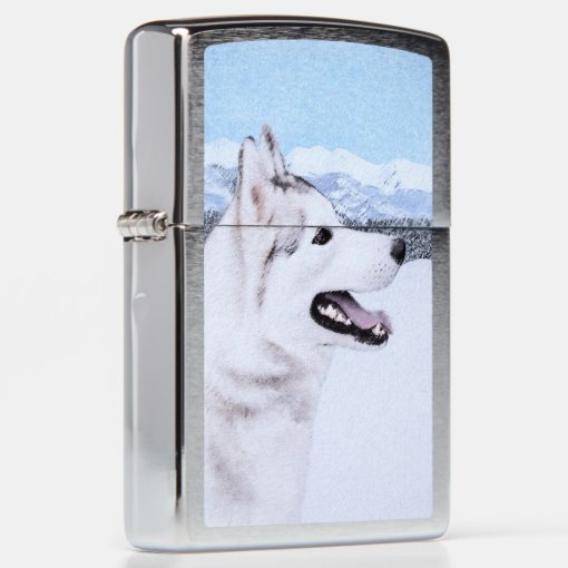 Siberian Husky (Silver and White) Painting Dog Art Zippo Lighter | Zazzle