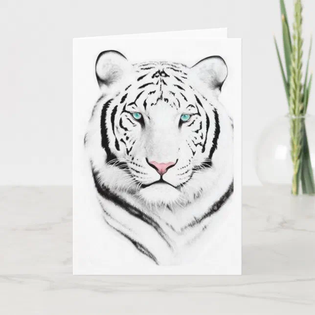 Siberian White Tiger Card | Zazzle